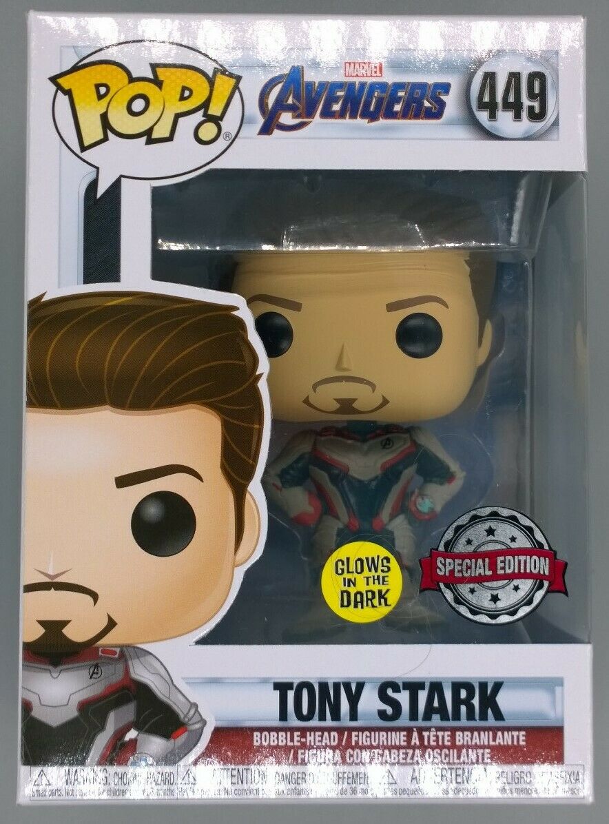 Funko POP Tony Stark (Team Suit) Glow Marvel Avengers Endgame ...